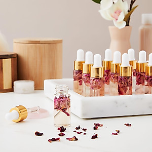 24-Pack Clear Glass Tincture Bottles with Dropper, Mini Eye Dropper Bottles for Essential Oils, Travel Aromatherapy Perfume, Liquid Cosmetics, Cuticle Oils (Gold and White, 10ml)