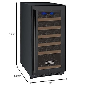 Allavino 15" Wide FlexCount II Tru-Vino 30 Bottle Single Zone Black Wine Refrigerator