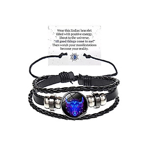 Atiptu Zodiac Signs Spirit Bracelet 12 Constellation Bracelet for Women Men Zodiac Bracelets Adjustable Glow in the Dark Zodiac Gift for Constellation Lover (Taurus)