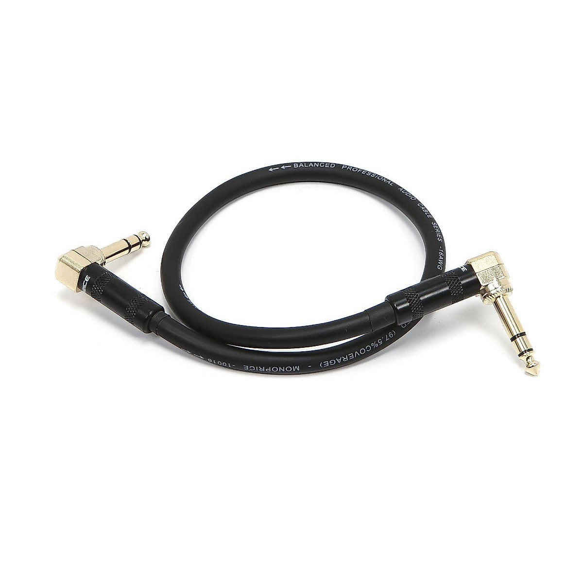 Monoprice Premier Series 1/4 Inch (TRS) Guitar Pedal Patch Cable Cord - 8 Inch - Black & 109439 Premier Series 1/4 Inch (TRS) 16AWG Cable Cord - 1.5 Feet- Black (Gold Plated)
