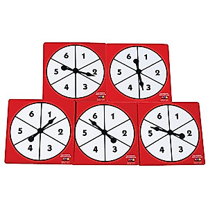 LEARNING ADVANTAGE 1-6 Number Spinners - Set of 5 - Arrow Spinner for Games - Free-Spinning for Board Games and Classroom Probability Activities