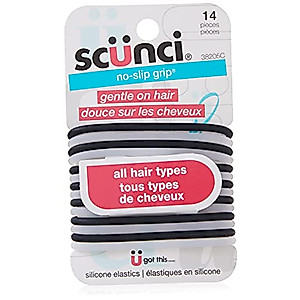 Scunci No-Slip Grip The Evolution Hair Ties, Black 14 ea