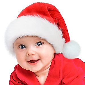 RJVW Baby Santa Hat, Christmas Hat for Infant,Xmas Holiday Hat,Unisex Velvet Classic Santa Hat for Christmas New Year