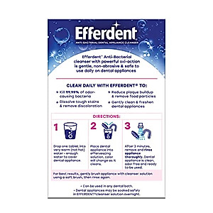 Efferdent Retainer Cleaning Tablets, Denture Cleanser Tablets for Dental Appliances, Complete Clean, 102 Tablets