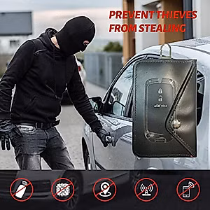 Faraday Box for Car Keys and Black/Red Car Key Signal Blocking Pouch Soft Leather Faraday Bag for Key Fob RFID Box for keyless Entry Car Keys Theft Prevention (1 Small Box + 1Black/1Red Pouch)