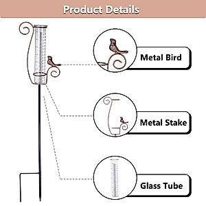 HOBYLUBY Rain Gauge Outdoor, 7 Inch Rain Gauges for Measuring Precipitation, Garden Yard Decor