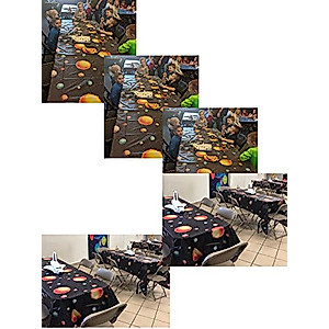 Oojami 4 Pack Plastic Outer Space Table Cover Tablecloth Decorations for Birthday Kids Space Themed Supplies 54"x108" for Large Table