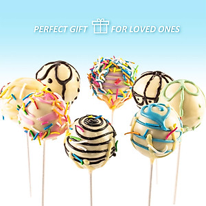 Cake Pop Maker Kit with 2 Silicone Mold Sets with 3 Tier Cake Stand, Chocolate Candy Melts Pot, Silicone Cupcake Molds, Paper Lollipop Sticks, Decorating Pen with 4 Piping Tips, Bag and Twist Ties