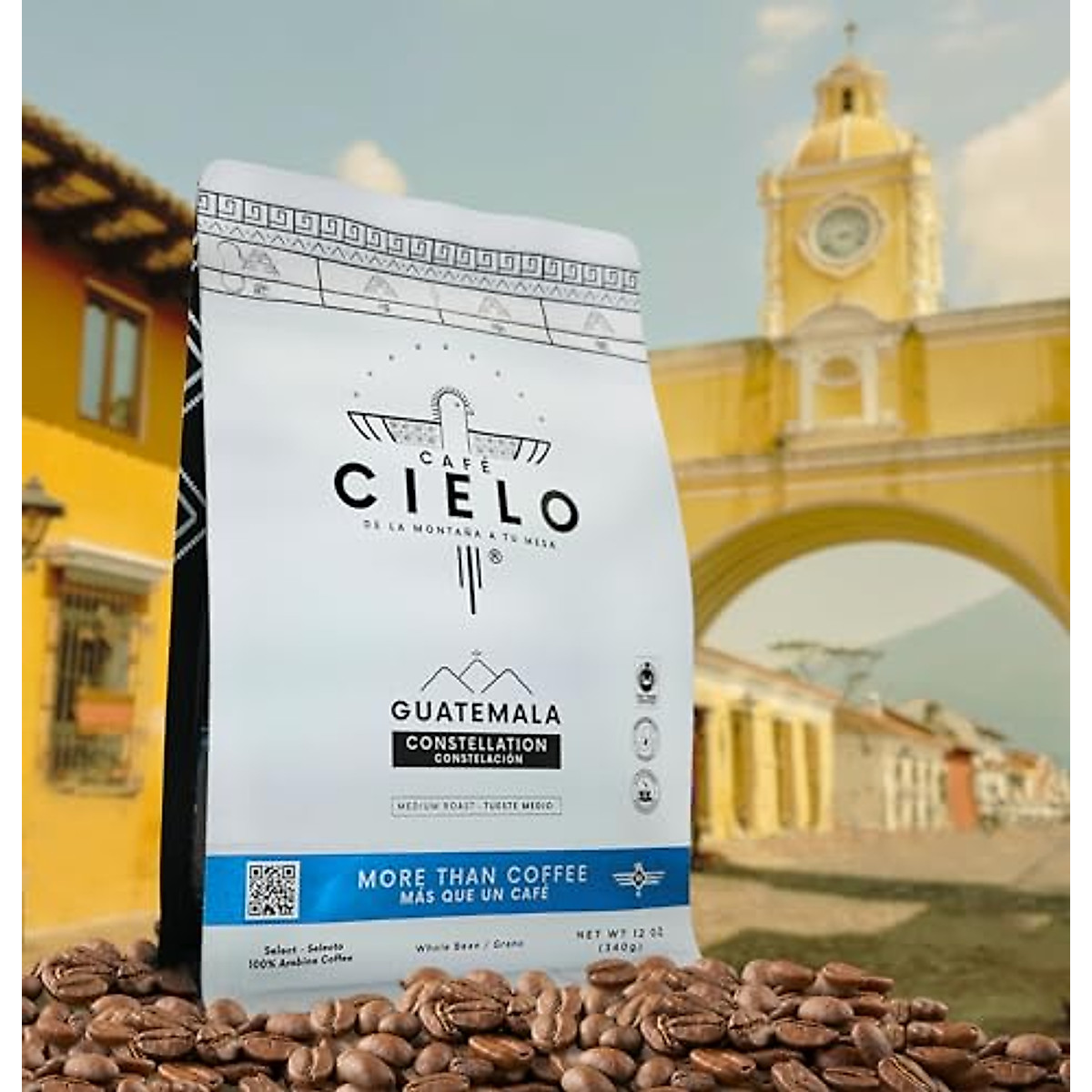 Café Cielo Blend Constellation, The Coffee from Guatemala, 100% Guatemalan Arabica Coffee, Artisanal Cultivation Single Estate Coffee. (Ground, 340g/12 oz), enriched with notes of chocolate, walnut and lemon.