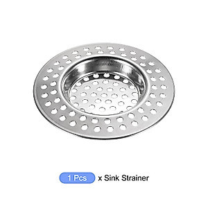 METALLIXITY Kitchen Bathroom Sink Strainer(2.95" x 0.3"), Bathtub Hair Catcher Stainless Steel Sink Drain Strainer for Bathroom, Lavatory, Balcony, Silver Tone