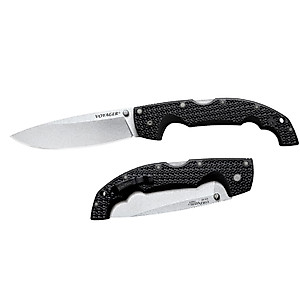 Cold Steel Extra Large Drop Point Voyager / 12 1/4" Overall / 5 1/2" Blade / 4MM Thick / 6 3/4" Long GRIV-EXHANDLE / AUS10A Steel/Ambi Belt Clip/Blister Packed,Black