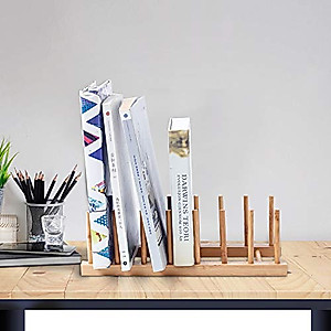 Wevapers 2Pack Bamboo Wooden Dish Rack, Plate Rack Stand Pot Lid Holder, Kitchen Cabinet Organizer for Cup, Cutting Board, Bowl, Drying Rack and More