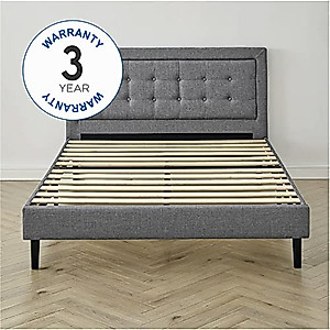 Classic Brands Mornington 2.0 Upholstered Platform Bed | Headboard and Metal Frame with Wood Slat Support, Grey, Queen