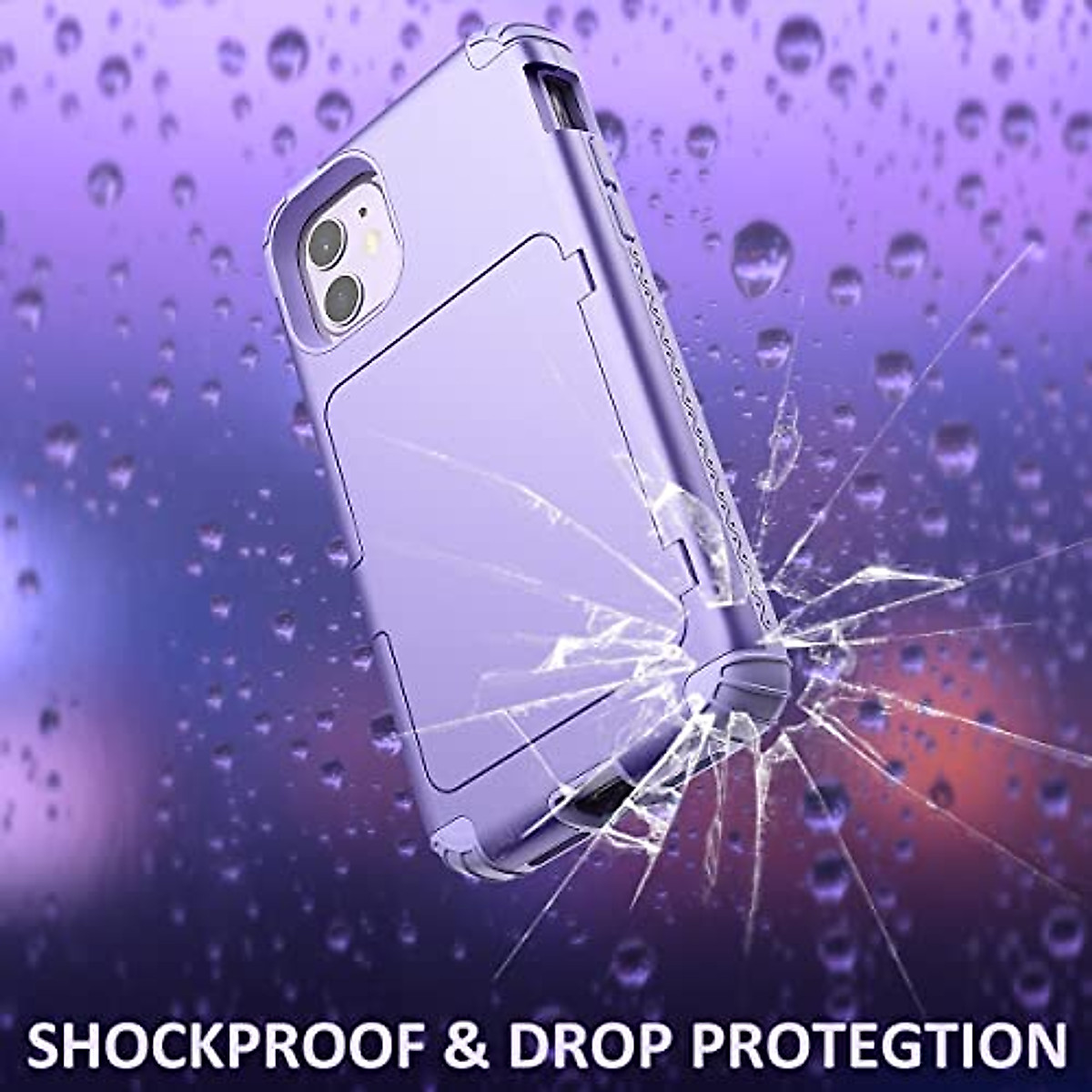 WeLoveCase iPhone 11 Wallet Case for Women Defender Credit Card Holder Cover with Hidden Mirror Three Layer Shockproof Heavy Duty Protection All-Round Protective Case for iPhone 11 Light Purple