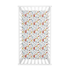 Sammy & Lou 2 Pack Microfiber Fitted Crib Sheets, Transportation pups