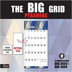 RED EMBER The Big Grid Jumbo Large Print - Pyramids 2024 Hangable Monthly Wall Calendar - 12" x 24" Open | Giftable | Easy to Read Planners for Office Extra Large | Massive Writing Space