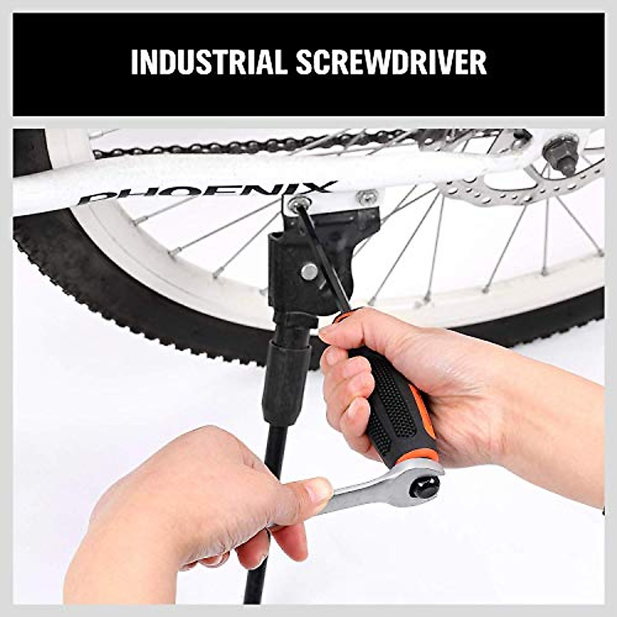 HORUSDY 6-Pieces Magnetic Screwdriver Set, 3 Phillips and 3 Flat Head Tips Screwdriver for Fastening, Chiselling and Loosening Seized Screws (New Screwdriver Set)