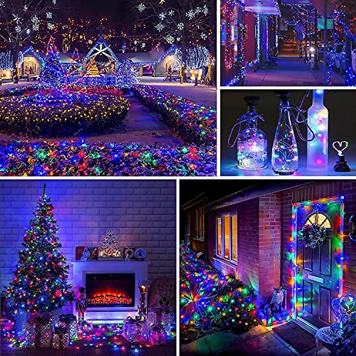 mafiti 2 Pack Coloured Solar String Lights Outdoor,12M/40Ft 120 LED 8 Modes Solar Garden Lights Waterproof Fairy Lights Copper Wire Decorative Lighting for Home,Garden,Patio,Yard,Party,Wedding