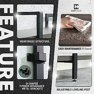 CAPHAUS 5-Tier Book Shelf, 71” H Vintage Industrial Bookcase with Open Display Shelving, Wooden and Metal Shelving Unit, Bookshelves and Bookcases, Stand Shelf for Bedroom, Home Office, Dark Grey