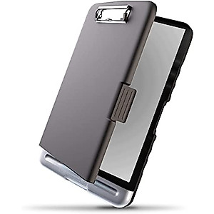 Sunnyclip Clipboard with Storage, Real Hinge & 2 Compartment, Letter Size Plastic Side Opening Lightweight Portable Slimcase Box, Smooth Writing for Paperwork Office Classroom Supply