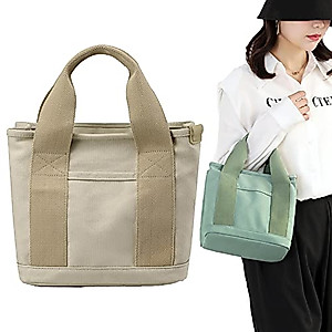 TTEDMO Large Capacity Multi-Pocket Handbag,Canvas Tote Bag with Pockets,Japanese Handmade Large Capacity Multi-Pocket Handbag (Brown,Portable)