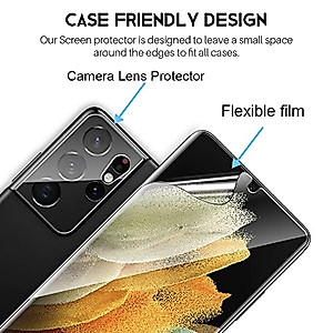 LK [2+2 Pack] for 2 Pack Samsung Galaxy S21 Ultra Screen Protector [Not Glass] 6.8-inch with 2 Pack Camera Lens Protector [Fingerprint Reader] Ultra-thin Soft Film, Self-Healing, Easy Install
