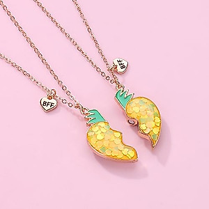 DOYYCA Best Friend Necklace Gifts Friendship Necklace Matching Magnetic BFF Necklace for 2 Girls Friendship Gifts (Pineapple)