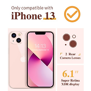 GVIEWIN Bundle - Compatible with iPhone 13 Case (Magnolia/White) + Magnetic Phone Ring Holder (Glitter/Silver)