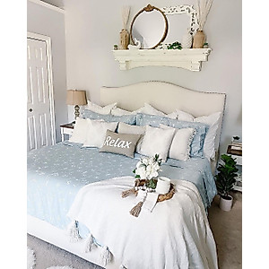 SouthShore FINE LIVING Sweetbrier Collection, 300 Thread-Count, Premium Quality Single-Ply, Long Staple Cotton Sateen Duvet Cover Set, King / California King, Blue