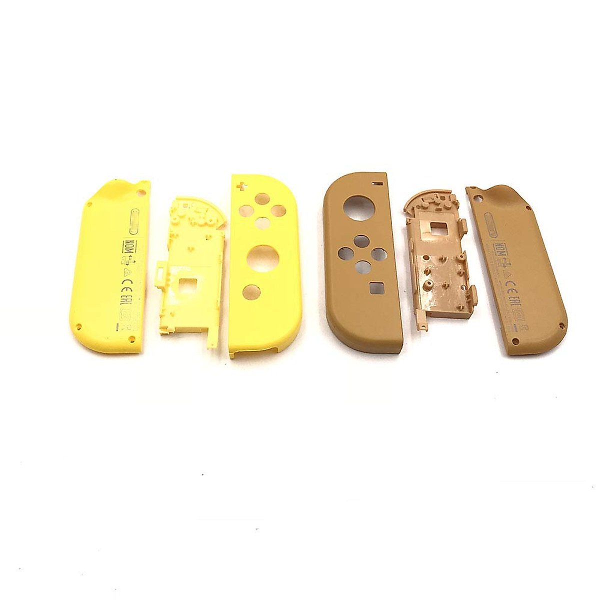 Housing Shell Case with Middle Frame for Nintendo Switch NS Joy-con JoyCon Console (Brown+Yellow)
