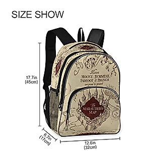 Marauder's Map Bookbag Anti Theft Water Resistant Suitable for Men Women for Travel School College