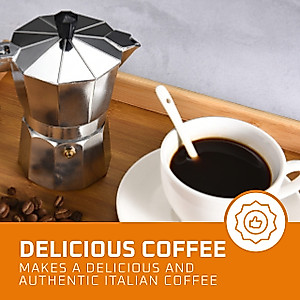 Bruntmor Espresso Coffee Maker - Manual Espresso Coffee Machine - Portable Coffee Brewer, Moka Pot, Coffee Percolator - Stovetop Coffee Maker for Espresso, Coffee or Cappuccino - Small Coffee Pot