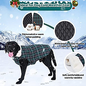 Kastty Dog Coat, Reversible Extra Warm Dog Clothes, Waterproof Stylish & Cosy Dog Jacket, British Style Plaid+ Simple Versatile 2 Style Dog Winter Coat, Great for Dog Gift or Daily Wear, M
