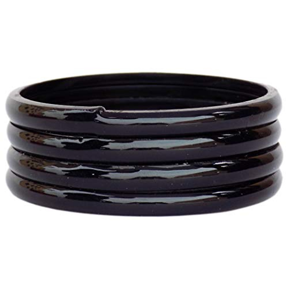 JD'Z COLLECTION Indian Jewelry Glass Bangles for Women Bollywood Plain Glass Bangles Set of 4p Traditional Costume Matching Bracelets Bangles For Women/Girls (Black 2.4)