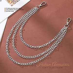 Zehope Layered Pant Chains Silver Goth Jean Chain Punk Hip Hop Wallet Chain Biker Pocket Chain Heavy Keychains for Women and Men