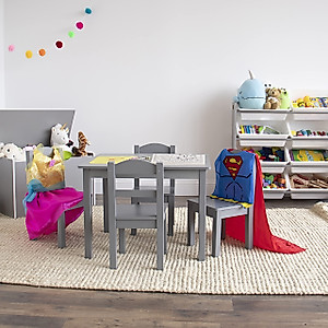 Humble Crew Kids Wood Table and 4 Chair Set, Grey