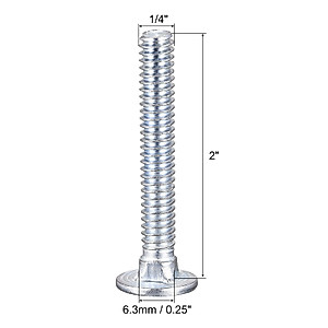 uxcell 1/4-20x2" Carriage Bolt Round Head Square Neck Q235 Carbon Steel 10pcs