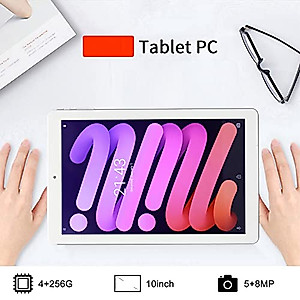 Tablet, 10 Inch 1920x1080 IPS Screen Tablet for Android 11, 4GB RAM 256GB ROM Octa Core Tablet, Portable 3G Networks WiFi Tablet for Daily Life