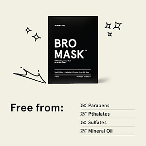 JAXON LANE BRO MASK: Korean Face Mask for Men | 2 Pc. Hydrating Anti Aging Sheet Masks Contains Vitamin C, Vitamin E, Hyaluronic Acid, Hydrolyzed Collagen for Face Care & Acne Treatment (4 Pack)