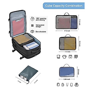 Evmyo 47L Carry on Backpack, Large Travel Backpack for Women Men Airline Approved, Expandable Suitcase Backpacks, Carry on Luggage With Packing Cubes