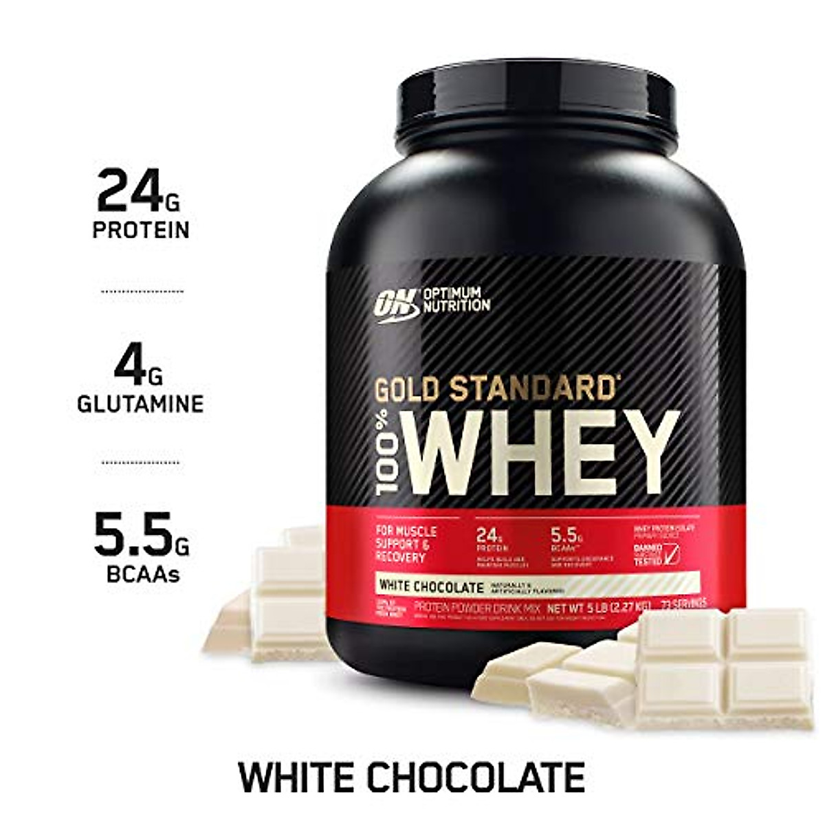 Optimum Nutrition Gold Standard 100% Whey Protein Powder, White Chocolate, 5 Pound (Packaging May Vary)