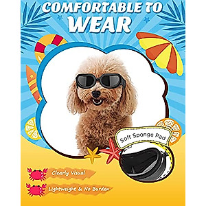 Lewondr Dog Sunglasses Small Breed Dogs Goggles UV Protection,Goggles for Small Dogs Eye Wear Protection with Adjustable Strap Windproof Anti-Fog Sunglasses for Small Dogs Doggy Doggie Glasses,Black