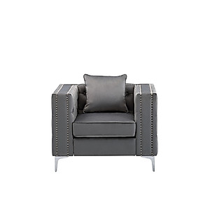 Dsnyu Accent Chair Gray, Modern Living Room Chairs Armchair Velvet Comfy Home Furniture 34" L X 40" W X 30" H