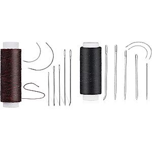 Waxed Thread 32 Yards, Leather Sewing Waxed Thread with Hand Sewing Needles, Leather Sewing Thread Set for Home Upholstery Carpet Leather Canvas Repair and Sewing