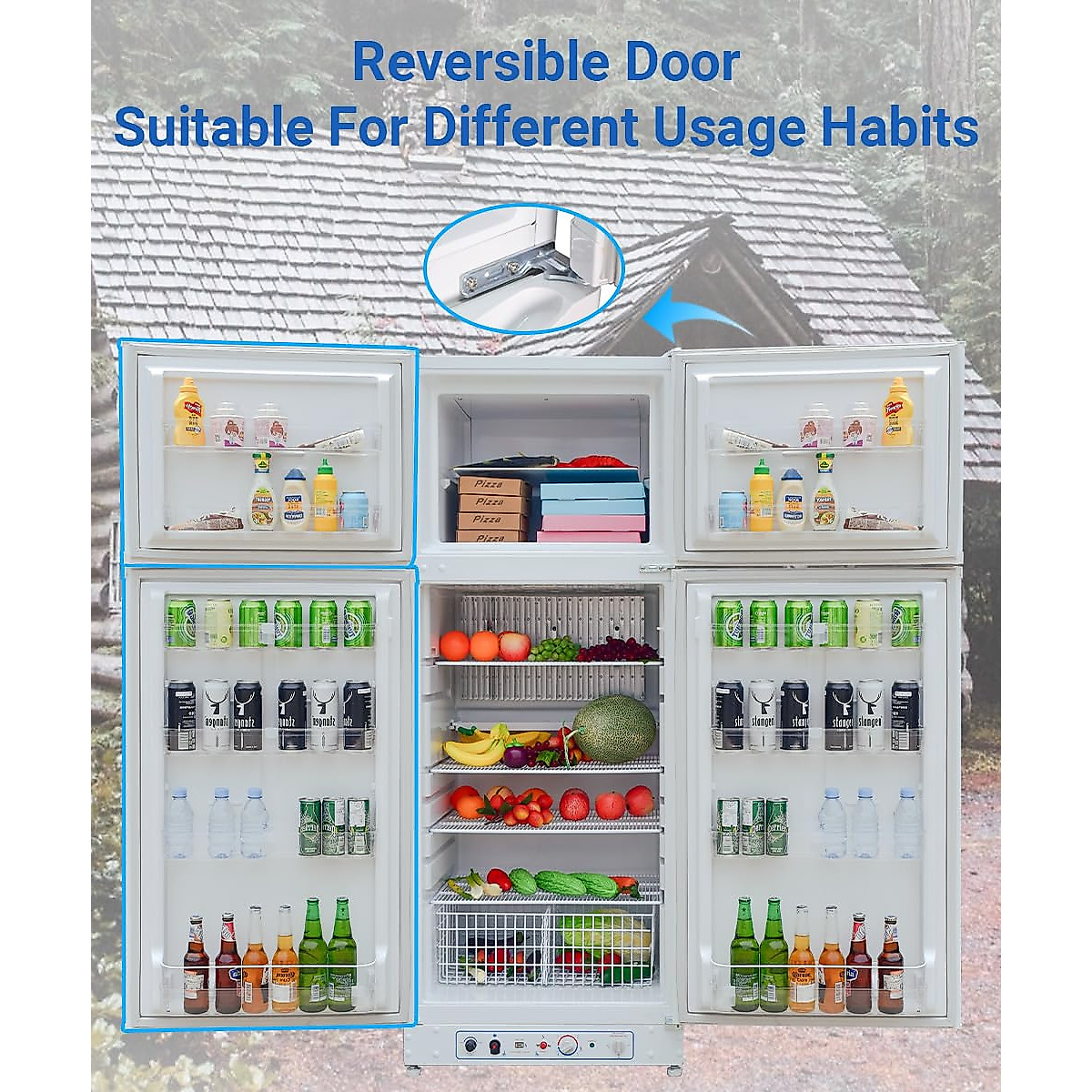 Smad 13.4 cu.ft Gas Refrigerator with Freezer, Propane RV Fridge for RVs, Campers, Off-Grid Cabins, White