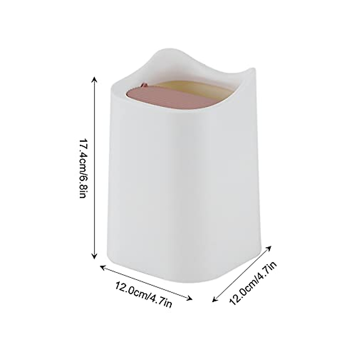 plplaaoo Plastic Mini Desktop Trash Can with Shake Lid, Trash Can, Novel Cute Mini Trash Storage Bin, Trash Basket, Plastic Mini Wastebasket Trash Can for Office Dormitory Vanity Tabletop Home(White)