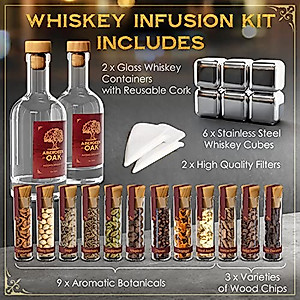 Whiskey Gifts for Men, Whiskey Making Kit - Whiskey Infusion Kit with Stainless Steel Ice Cubes, Wood Chips, Gifts for Him - Alcohol Infusion Kit - Husband Birthday Cocktail - Whiskey Gift Set for Men