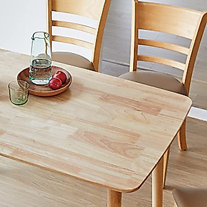 Livinia Aslan 47" Wooden Dining Table/Mid Century Modern Malaysian Oak Kitchen Table (Natural Oak) Table Only