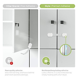 Baby Proofing Child Safety Locks (12 Pack) by Skyla Homes - The Safest, Quickest and Easiest 3M Adhesive Cabinet Latches, No Screws & Magnets, Multi-Purpose for Furniture, Kitchen, Ovens, Toilet Seats