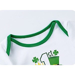 Zusnxaxe Infant Baby Girl My 1st St. Patrick's Day Outfit Short Sleeve Shamrock Bodysuit and Green Tutu Dress Bow Headband 3Pcs Clothes 3-6 Months